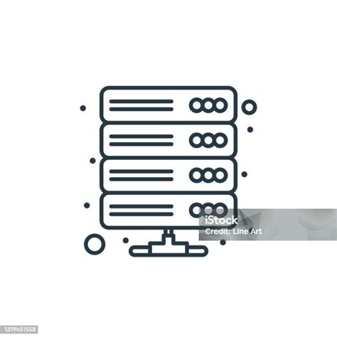 웹 호스팅 개념에서 데이터베이스 아이콘 벡터입니다 데이터베이스 편집 가능한 스트로크의 얇은 선 그림입니다 웹 및 모바일 앱 로고 인쇄 미디어에 사용할 데이터베이스 선형 기호