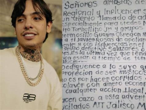 Brazo Armado De Los Chapitos” Deja Narcomanta Contra Natanael Cano