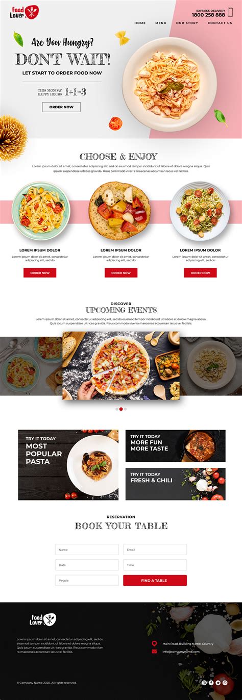 restaurant website ui design on behance