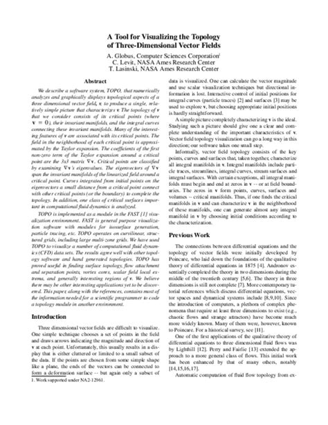 Pdf A Tool For Visualizing The Topology Of Three Dimensional Vector