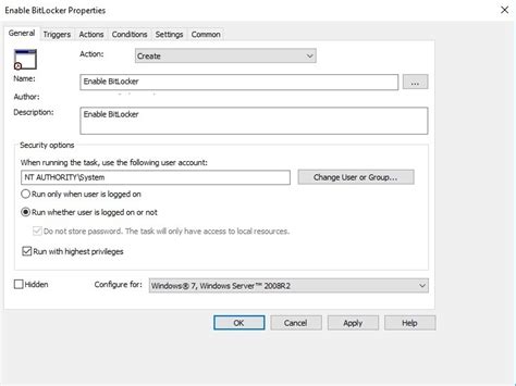 Schedule A Task To Enable BitLocker Via PowerShell Windows