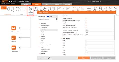 Project Settings Idea Statica