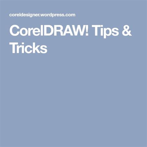 Coreldraw Tips And Tricks Coreldraw Computer Programming Information