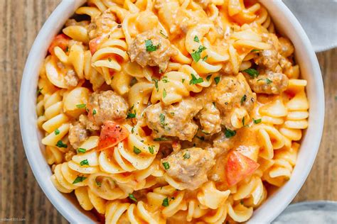 Cheesy Sausage Pasta Recipe Sausage Recipe With Pasta — Eatwell101