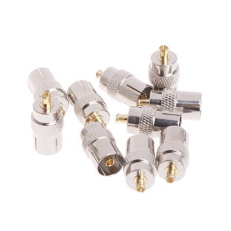 10Pcs IEC DVB T TV PAL Female Jack To MCX Male Plug Adapter RF Coaxial Connector In Connectors