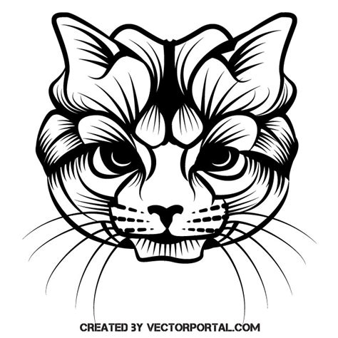 Black White Cat Royalty Free Stock Vector Clip Art
