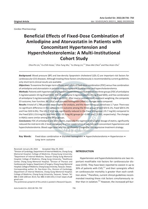 Pdf Beneficial Effects Of Fixed Dose Combination Of Amlodipine And Atorvastatin In Patients