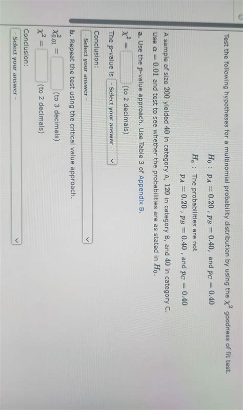 Solved Test The Following Hypotheses For A Multinomial Chegg