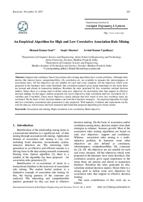 Pdf An Empirical Algorithm For High And Low Correlative Association Rule Mining