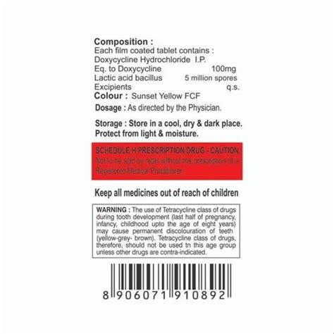 DOXYCARE 100mg Doxycycline Lactic Acid Bacillus Tablet At 130 Box In New Delhi