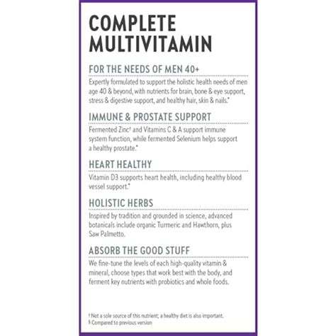 Multivitamina 40 Plus Para Hombres De New Chapter Para Energía Corazón