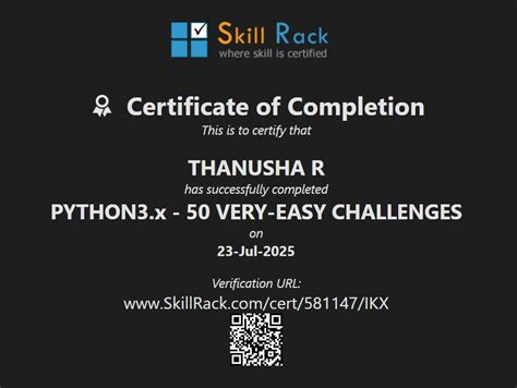 Python Skillrack Learning Coding Certificate Studentjourney