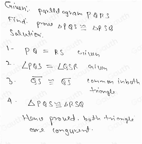 solved 2 given overline pq≌ overline rs and ∠ pqs≌ ∠ rsq delta pqs≌