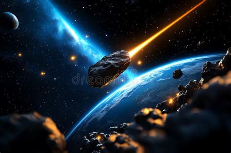 Asteroid Burning Through Space Heading Towards Earth With Bright