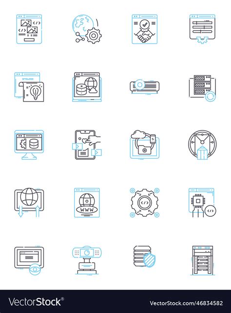 Online Technology Linear Icons Set Internet Vector Image