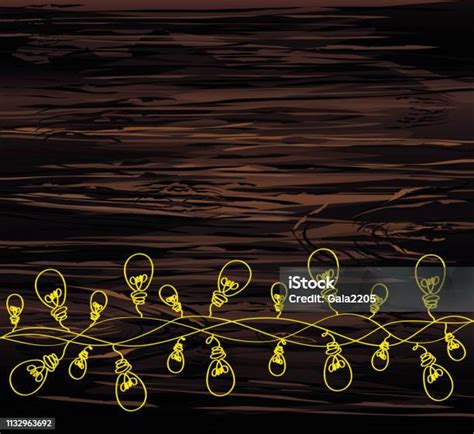 따뜻한 전구 화 환 휴일 훈장의 집합입니다 램프 빛나는 크리스마스 조명입니다 나무 바탕에 벡터입니다 라인 윤곽선 Led 조명에 대한 스톡 벡터 아트 및 기타 이미지 Istock