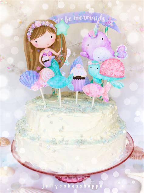 Personalized Mermaid Cake Topper Under The Sea Birthday Sea Creature