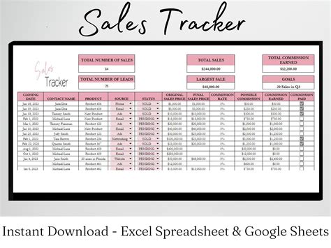Sales Tracker Excel Sales Goal Tracker Sales Dashboard Sales Tracker Google Sheet Sales