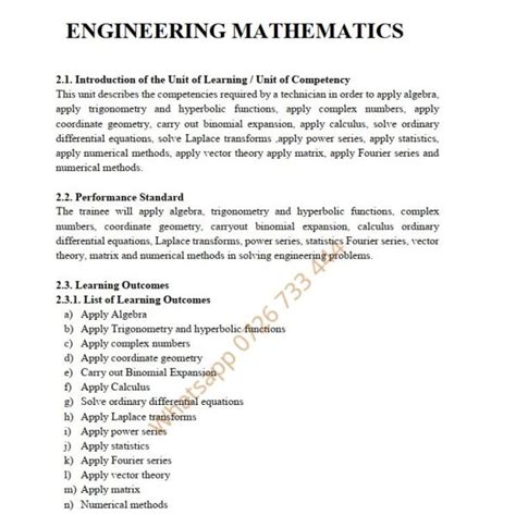 Engineering Mathematics Pdf Notes Tvet Cdacc Level 6 Cbet Pdf Notes
