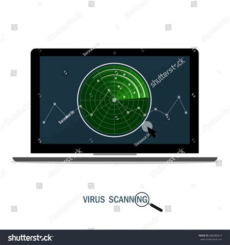 Virus Scan Computer Security Malware Laptop Stock Vector Royalty Free