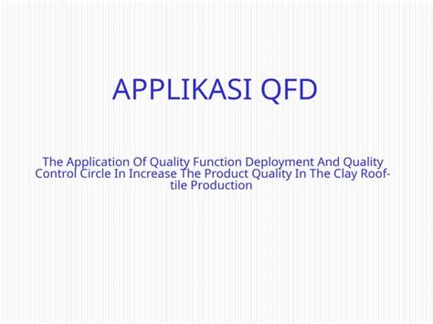 Pertemuan 11 Quality Function Deployment Ppt