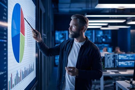 A Man Pointing At A Graph That Says Graph On It Premium Ai Generated Image