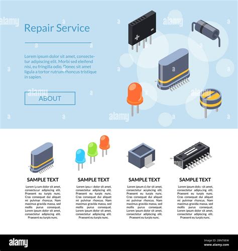 Vector Isometric Microchips And Electronic Parts Icons Illustration