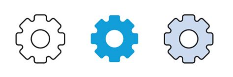 톱니바퀴 톱니바퀴 아이콘입니다 선 글리프 및 채워진 윤곽선 다채로운 버전 심볼 로고 일러스트 다른 스타일 아이콘이 설정되어