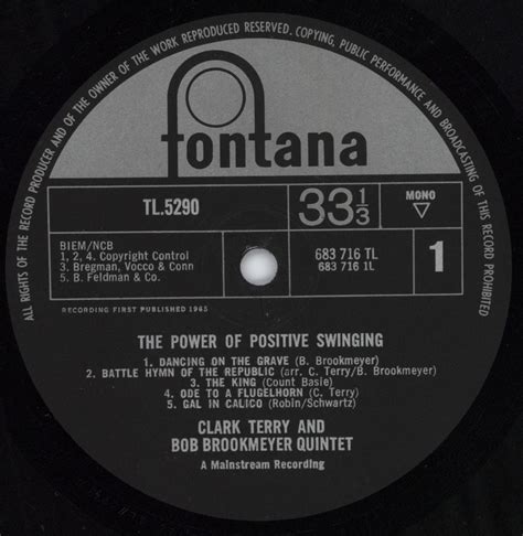 Clark Terry And Bob Brookmeyer The Power Of Positive Swinging Uk Vinyl L