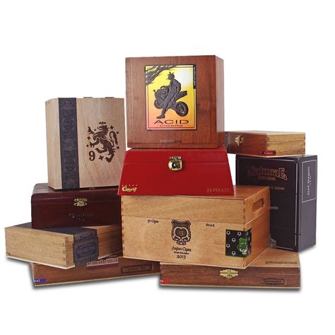 Set Of 10 Empty Wooden Cigar Boxes American Box