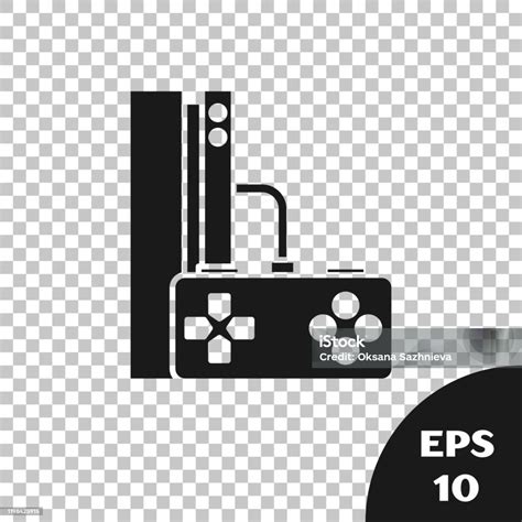 투명 한 배경에 격리 된 조이스틱 아이콘 블랙 비디오 게임 콘솔 벡터 일러스트레이션 Brand Name Video Game에 대한 스톡 벡터 아트 및 기타 이미지