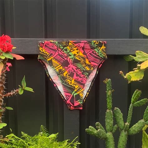 Vintage Dead Stock 80s Ultra Bright Neon Tropical Geo Tribal High