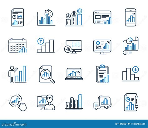 Graph Line Icons Set Of Chart Presentation Report And Increase Growth Graph Icons Vector