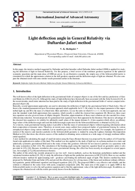 Pdf Light Deflection Angle In General Relativity Via Daftardar Jafari Method