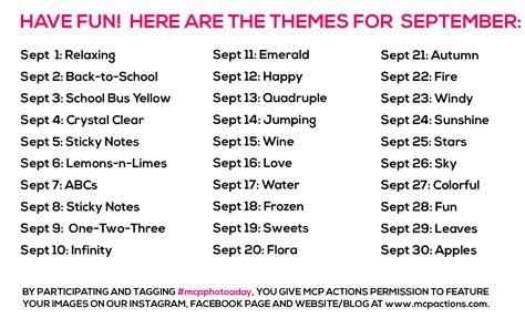 Mcp Photo A Day Challenge September Themes Photoshop Actions And