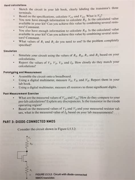 Solved Part 1 Nmos In Saturation Mode Consider The Circuit