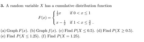 Solved A Random Variable X ﻿has A Cumulative Distribution
