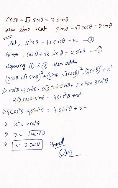 Update ANS Trigonometry Class Cos Theta Sqrt Sin Theta Sin Theta