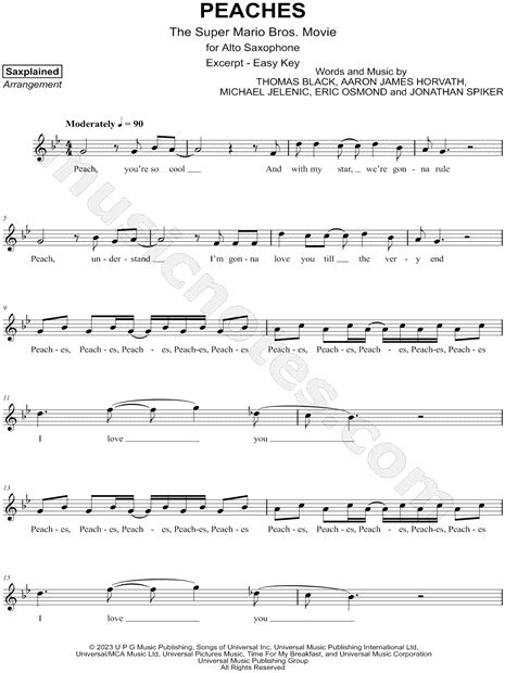 Saxplained Peaches Excerpt Easy Sheet Music Alto Saxophone Solo