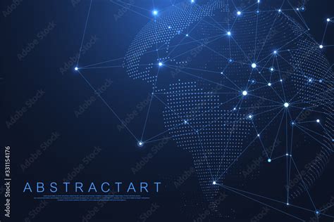 Global Network Connection Concept Big Data Visualization Social Network Communication In The