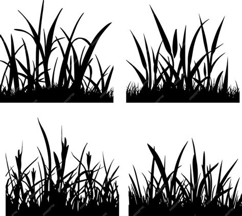 Premium Vector Grass Vector Silhouette Black Color