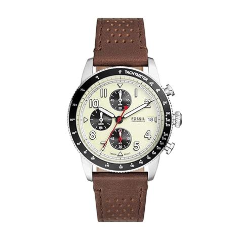Buy Fossil Leather Analog Cream Dial Men Watch Fs6042 Brown Band At