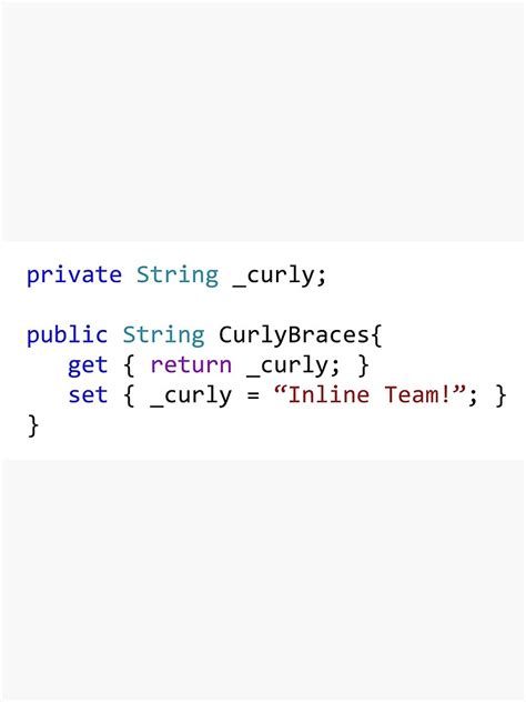 Light Theme C Programming Curly Braces Inline Photographic Print For Sale By