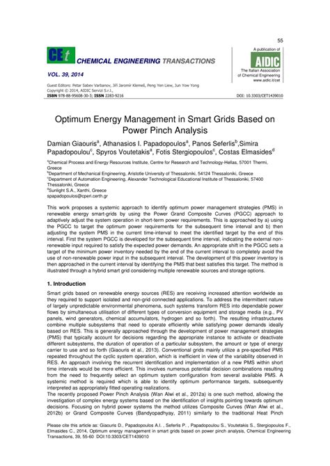 pdf optimum energy management in smart grids based on power pinch