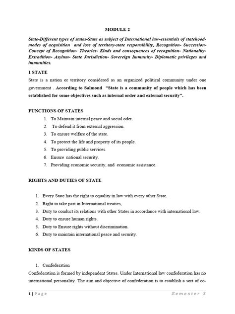 Module Ii Pdf International Law Sovereign State