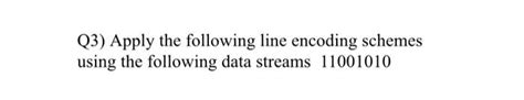 Solved Q3 Apply The Following Line Encoding Schemes Using