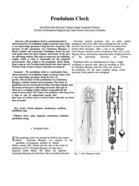Christiaan Huygens And The Pendulum Clock Pdf Pendulum Clock