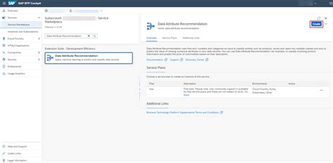 Use Free Tier To Create A Service Instance For Data Attribute Recommendation Sap Tutorials