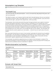Assumption Log Template Pdf Assumption Log Template Projectmanagementdocs Com Template Project