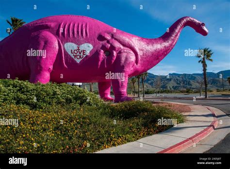 These Colorful Dinosaurs Are A Roadside Attraction Along Interstate 10 In Cabazon Ca Stock
